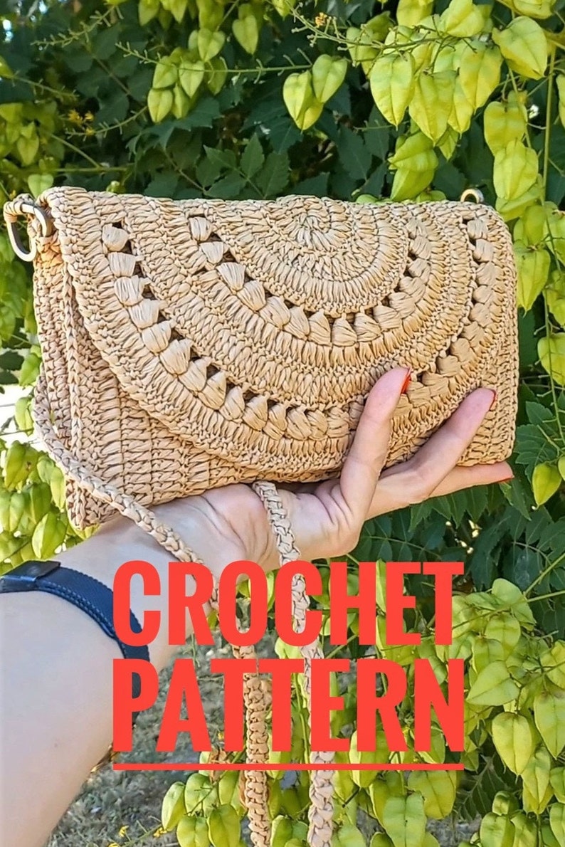 Raffia Clutch Bag PATTERN Crochet Raffia Wristlet Purse - Etsy
