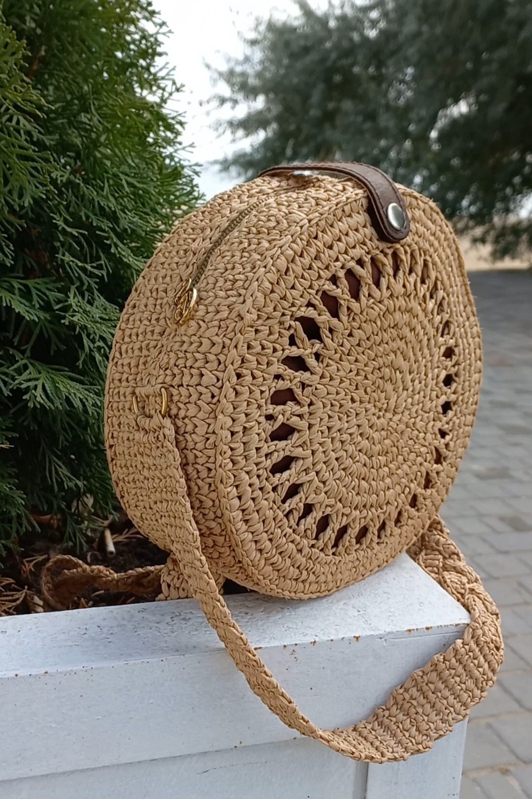 Raffia Crossbody Bag Raffia Handbag Raffia Round Bag Crochet Raffia Bag ...