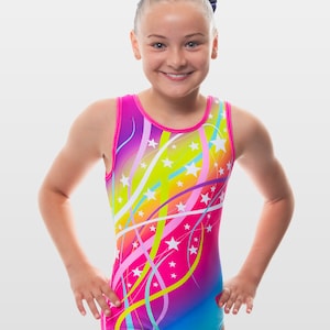 Zayla Rainbow Girls Personalised Name Sleeveless Gymnastics Leotard ...
