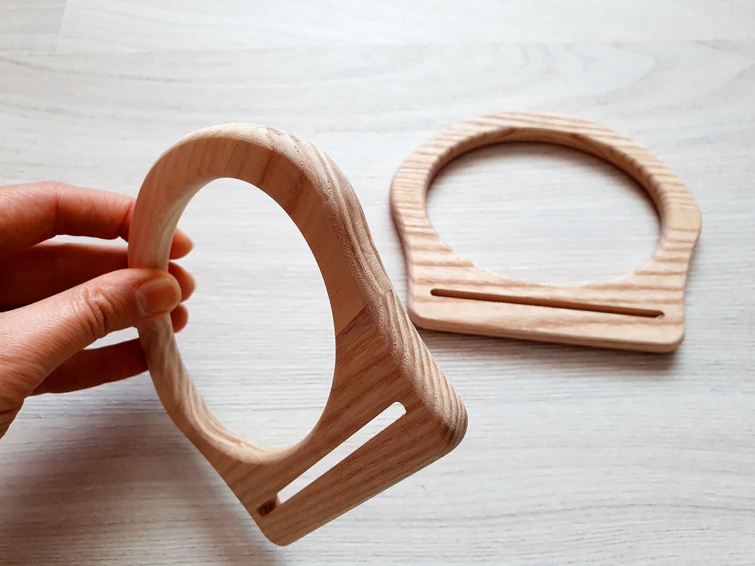 Set of 2 Handles for Bag. Couple Handles for Handbag Making. Wooden ...