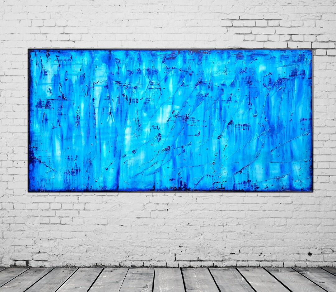 Blue Dreams - Extra Large Blue Artwork on Canvas - Abstract Seascape ...