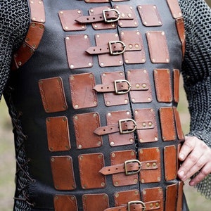 Brown Leather Armor Brigandine Long for Medieval Armor Handmade Viking ...