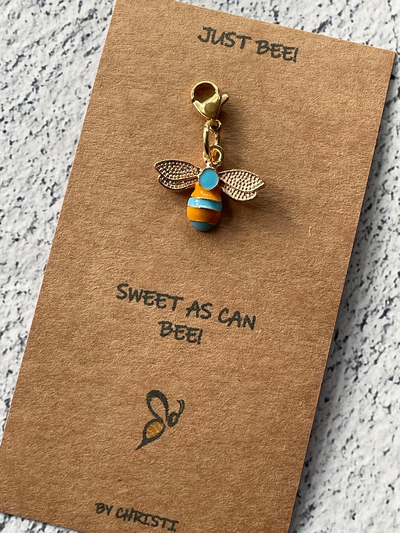 BEE POSITIVE BEES Enamel Bee Clips/magnet .. Choice of Wording ...
