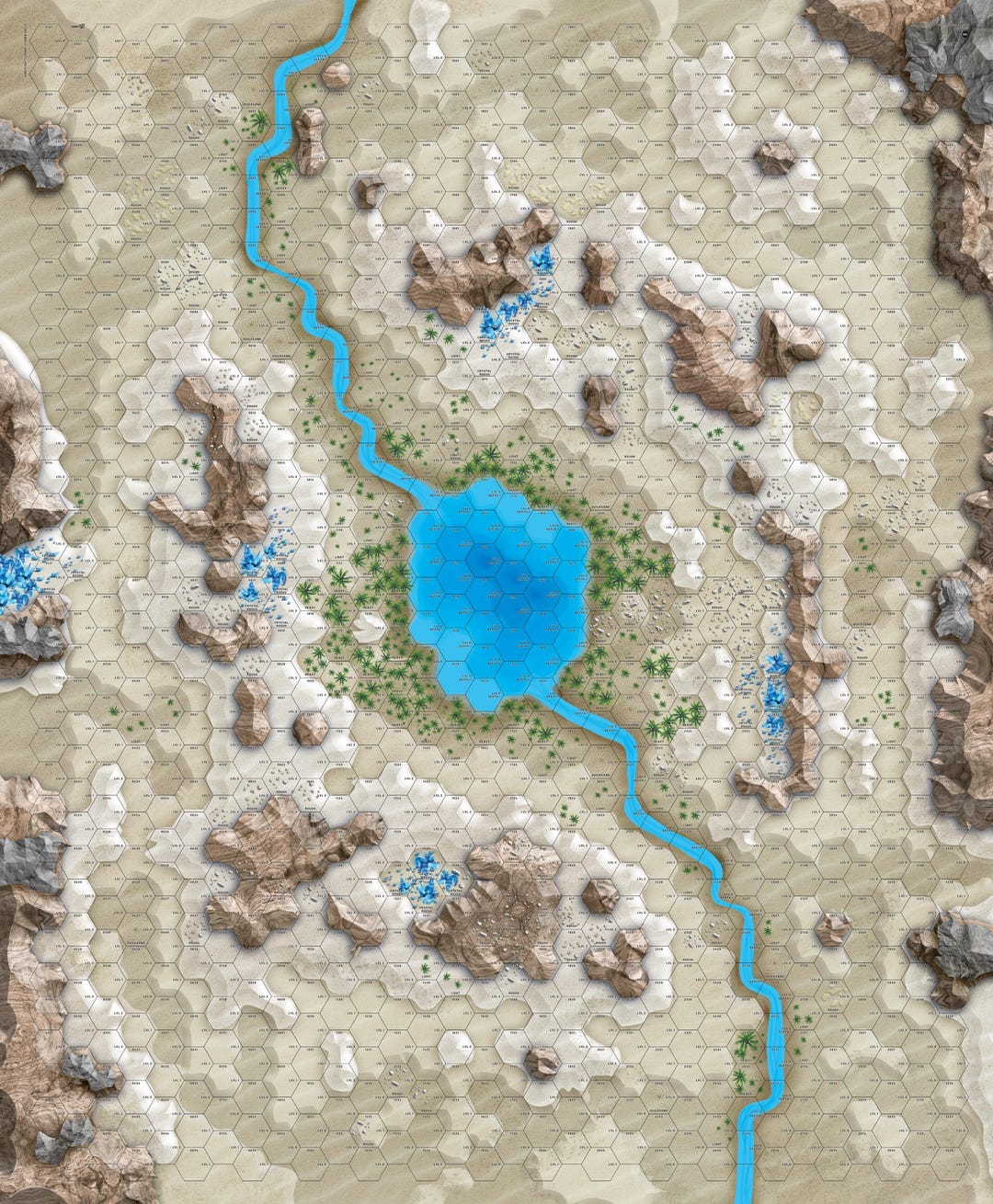 Fanart Map for Battletech "hidden Oasis", Play Mat, Battle Map, Hex Map ...