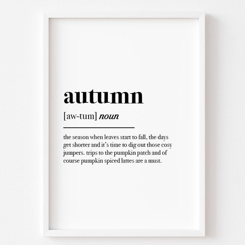 Autumn Definition Print Autumn Decor Home Prints Autumn | Etsy UK