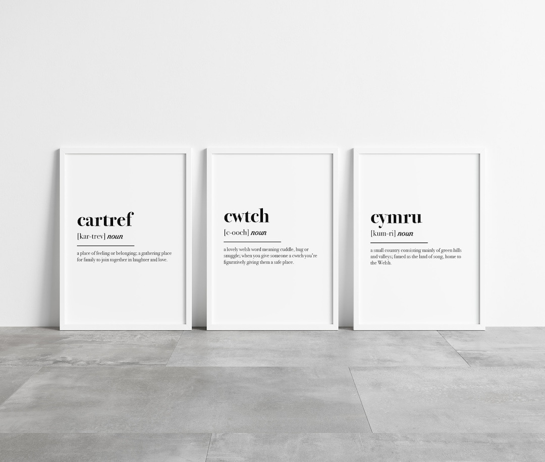 Welsh Prints Set of 3 | Cartref Definition Wall Art | Cwtch Sign ...