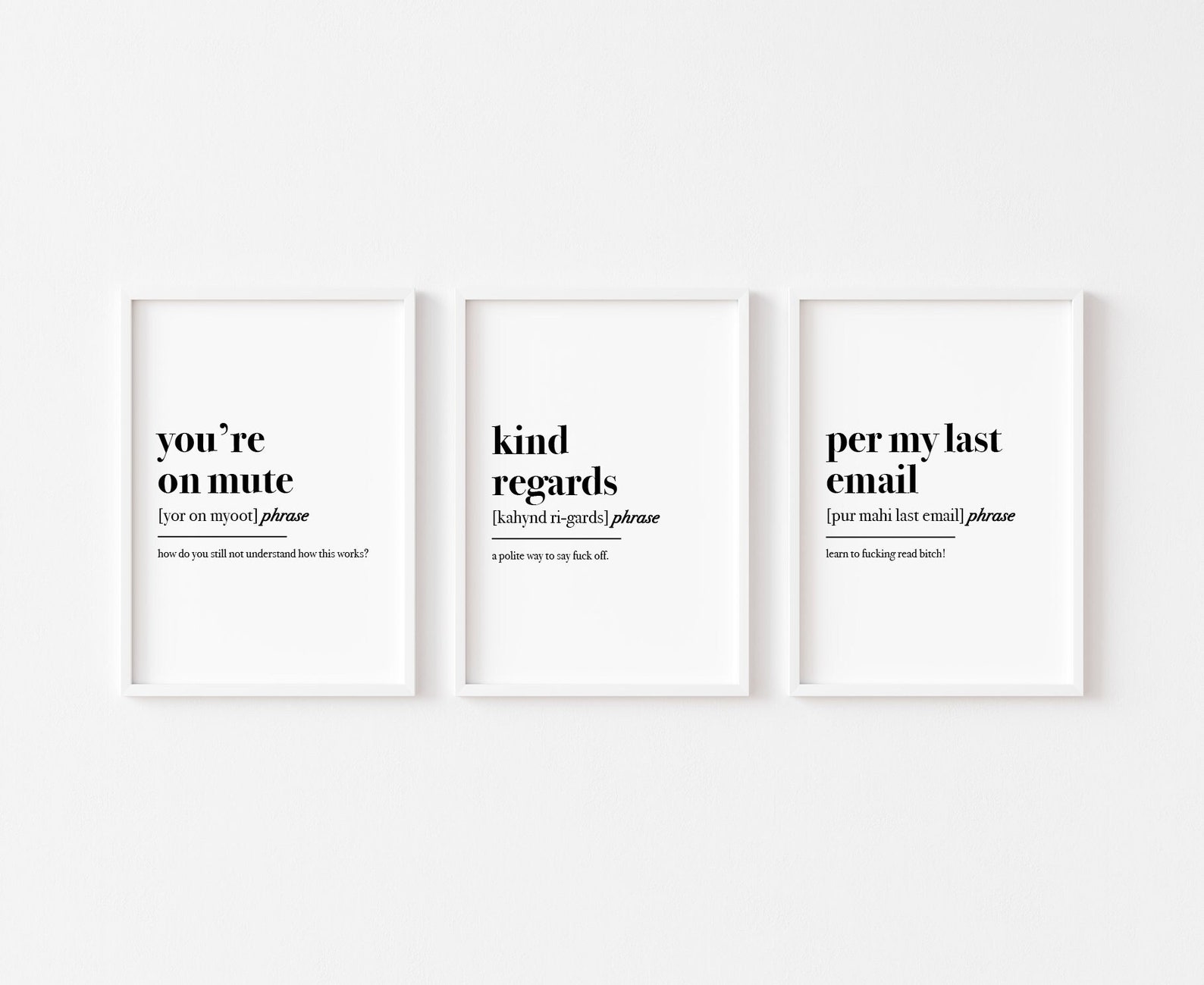 Home Office Set of 3 Prints | Definition Prints | You're on Mute ...