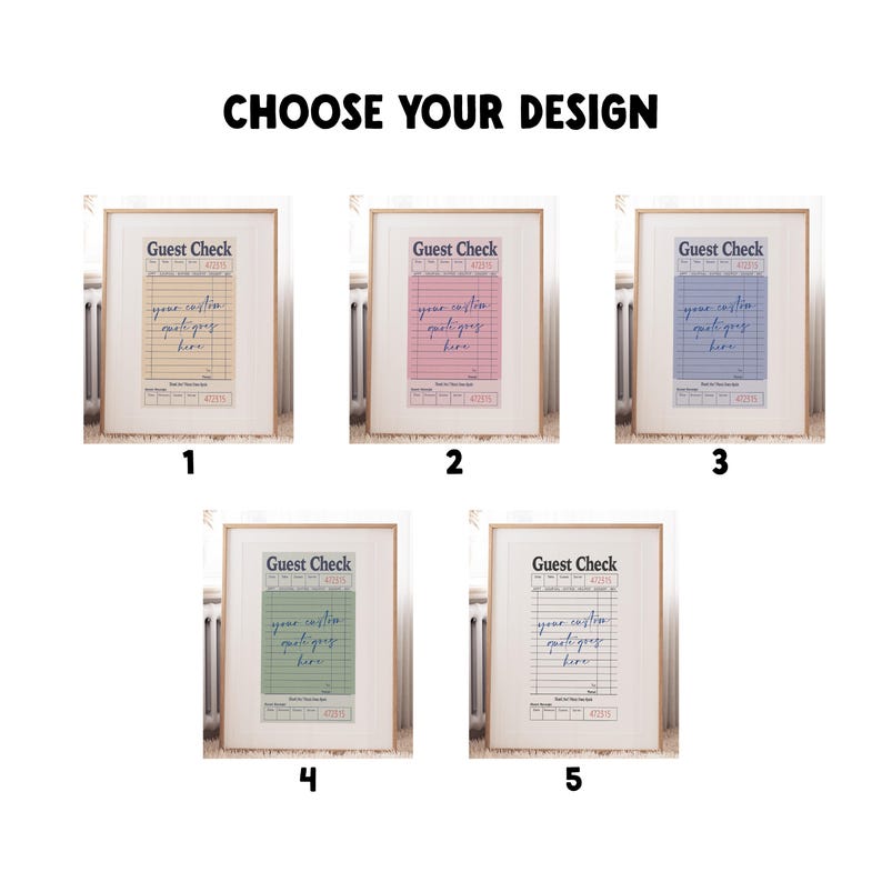 Custom Guest Check Digital Download | Custom Quotes Poster | Guest ...