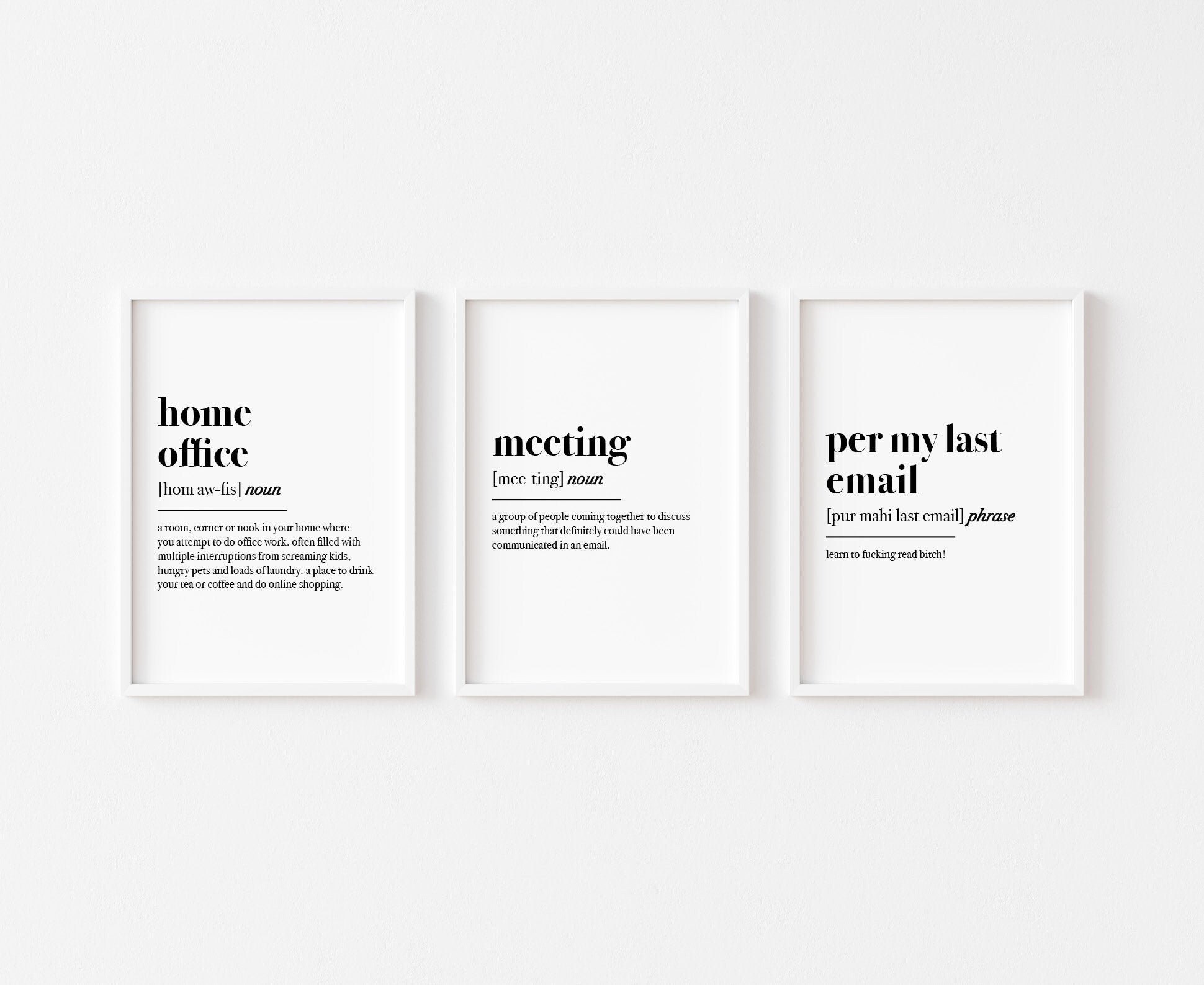 Home Office Set of 3 Prints Wall Art Work From Home - Etsy