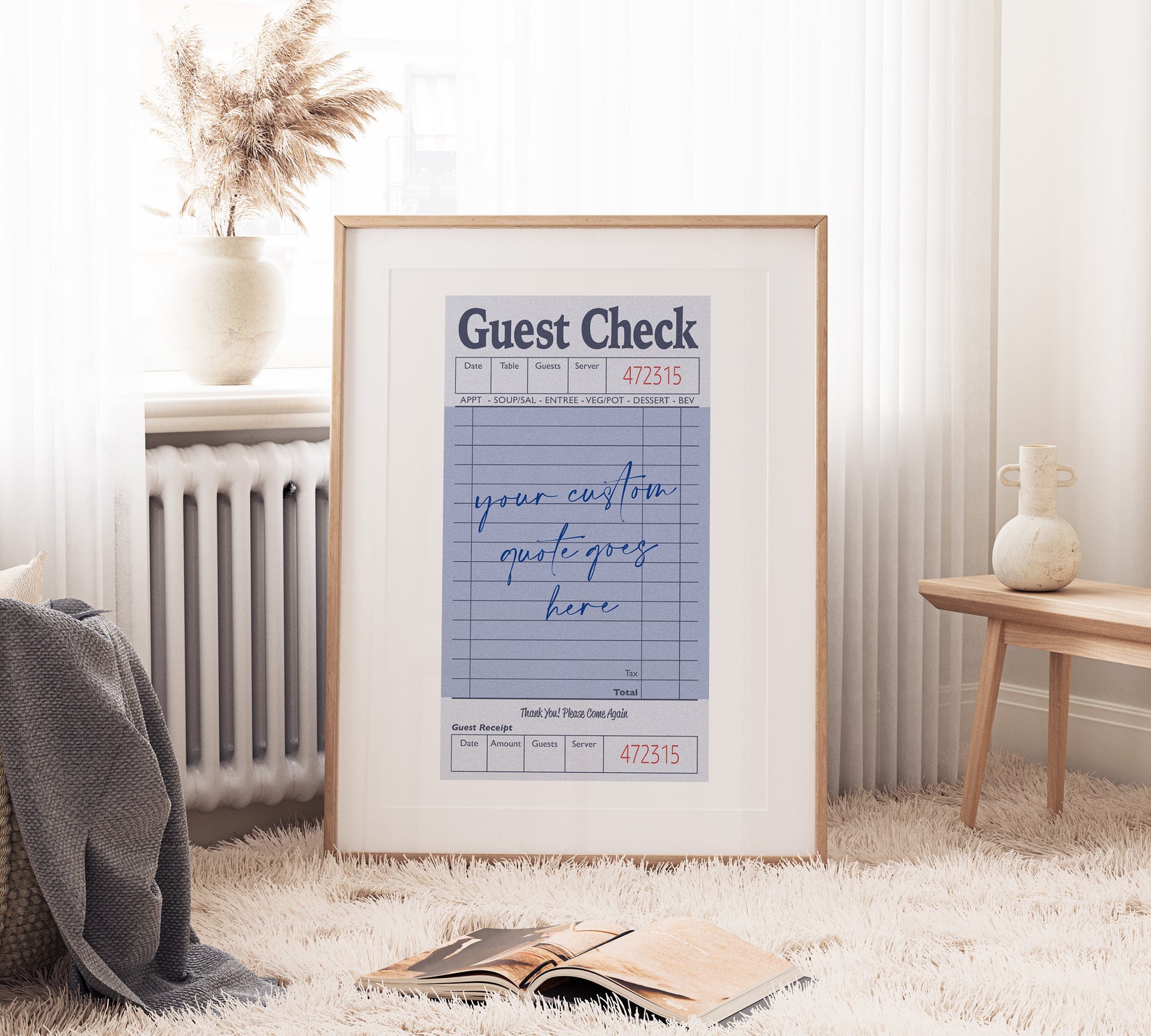 Custom Text Quote Print | Guest Check Print | Guest Check Poster ...
