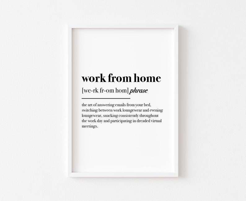 Work From Home Definition Print | Office Wall Art | Home Office Decor ...