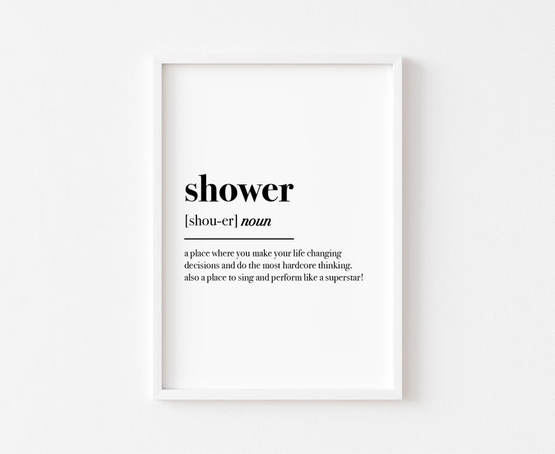 Bathroom Prints | Shower Definition Print | Bathroom Wall Art | Funny ...