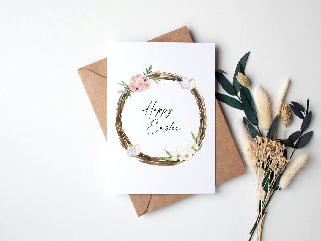 Easter Wreath Card | Easter Egg Card | Happy Easter Card | Spring ...