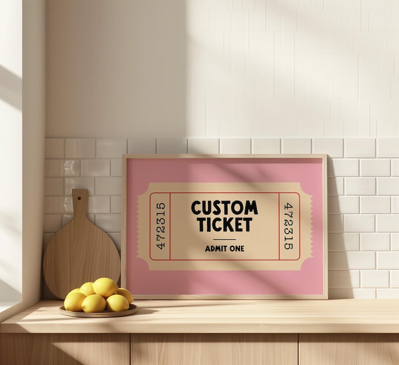 Custom Ticket Print | Retro Wall Art | Ticket Stub Poster | Vintage ...