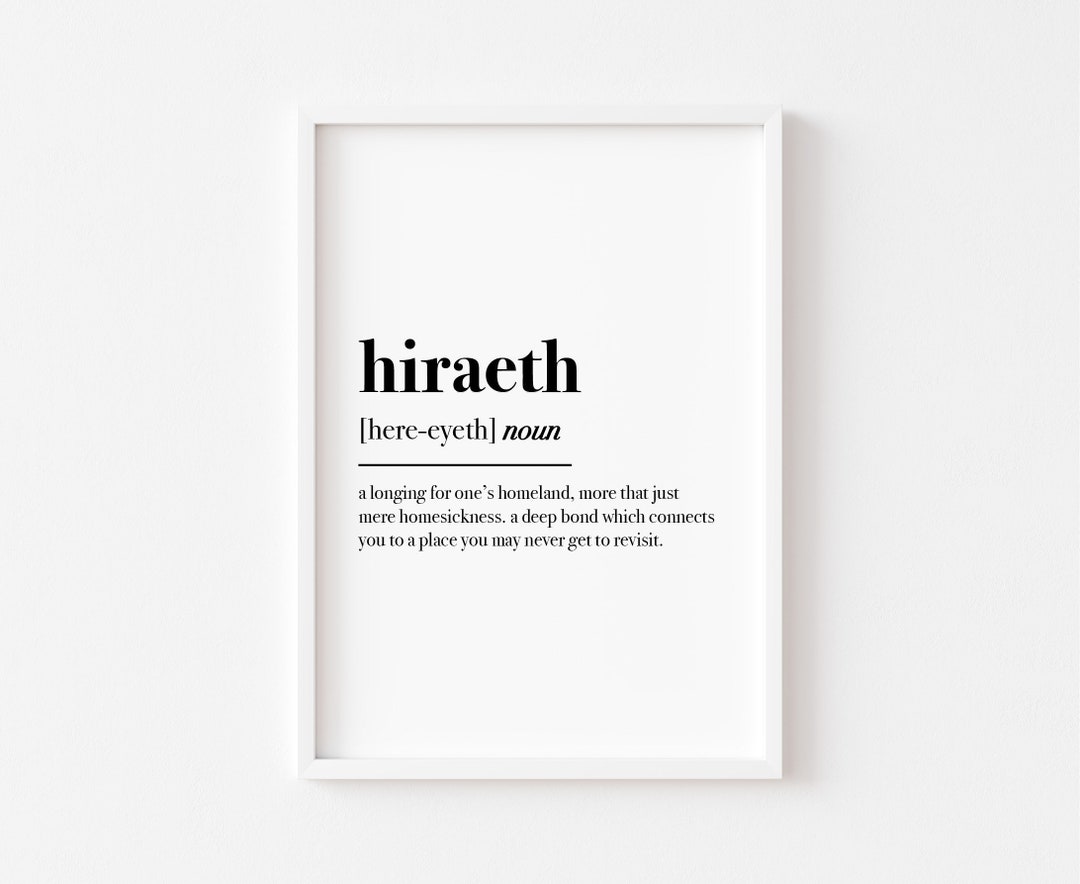 Hiraeth Definition | Welsh Print | Home Print | Bedroom Print | Home ...