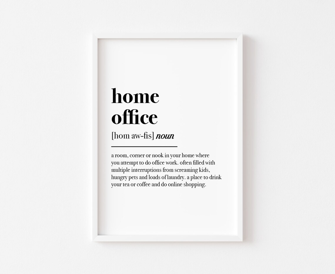 Home Office Definition Print | Office Wall Art | Work From Home Decor ...