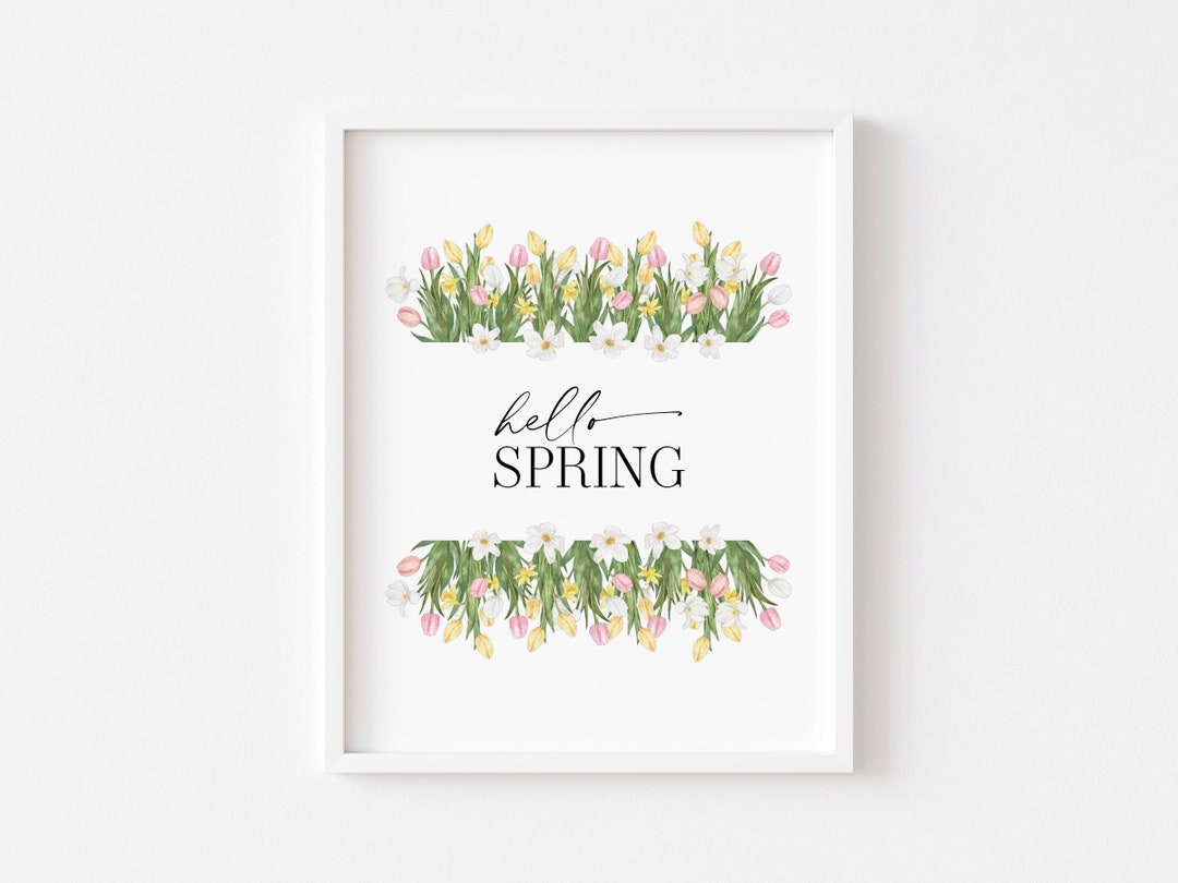 Hello Spring Wall Art | Spring Prints | Spring Decor | Daffodil Tulip ...