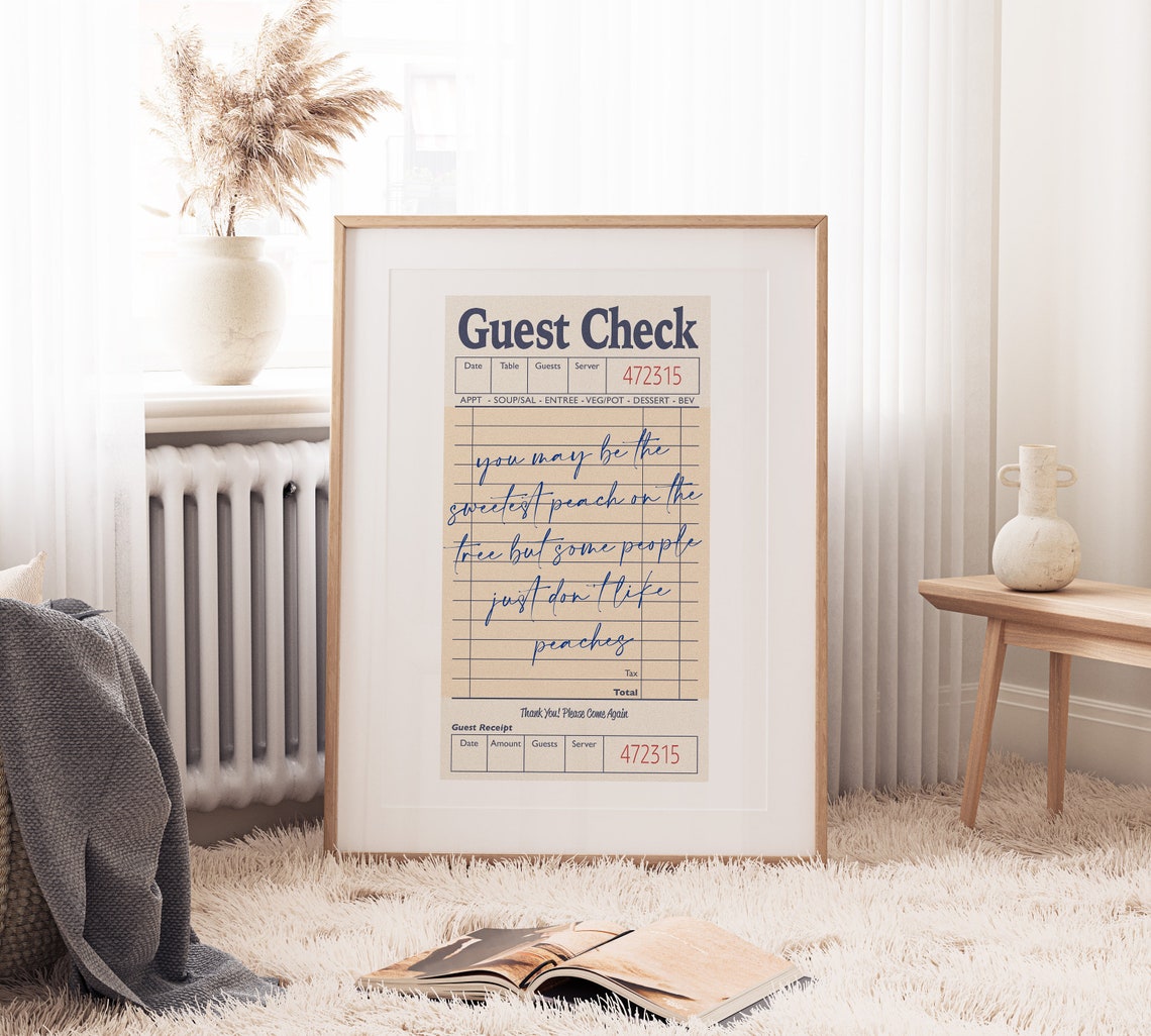 Custom Text Quote Print | Guest Check Print | Guest Check Poster ...
