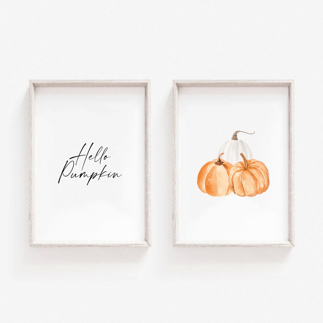 Autumn Prints Set of 2 | Hello Pumpkin Print | Autumn Decor | Halloween ...
