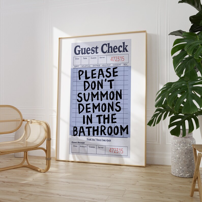 Please Don't Summon Demons in the Bathroom Print | Bathroom Print ...
