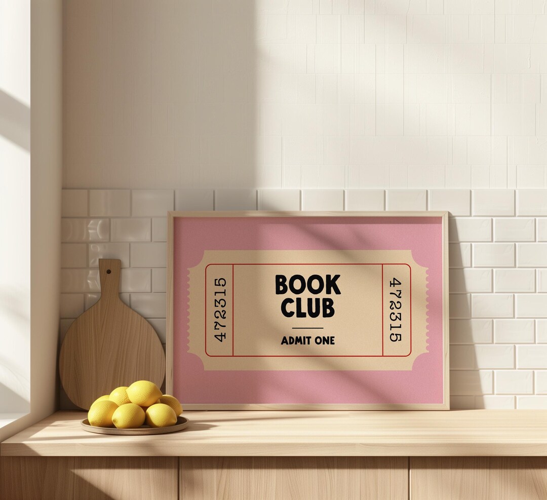 Book Club Print | Retro Print | Ticket Print | Library Print | Reader ...
