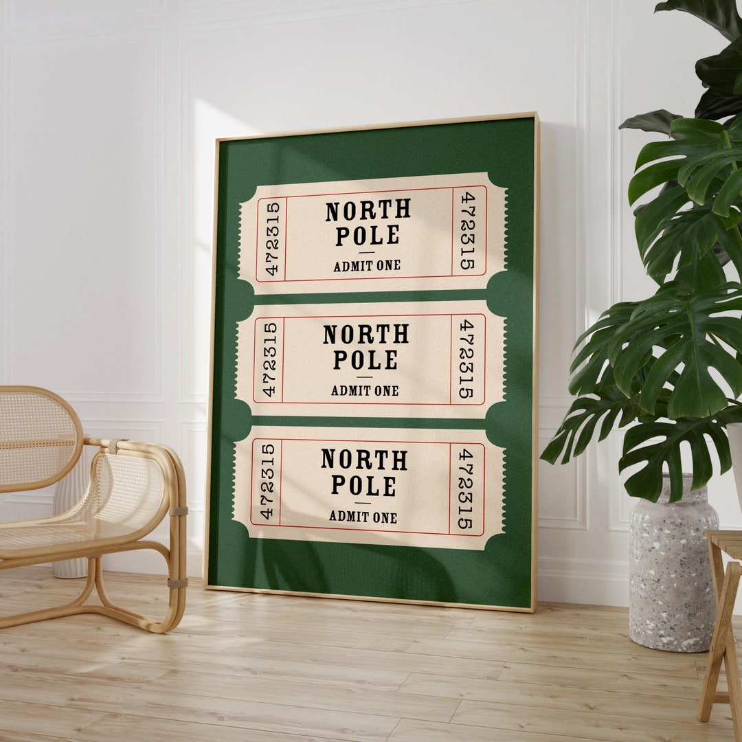 Christmas Print | North Pole Ticket Print | Ticket Stub Print | Trendy ...