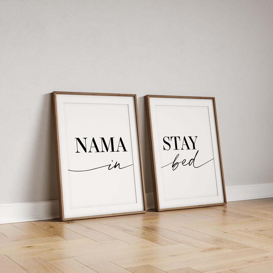 Bedroom Prints Set of 2 | Namastay in Bed | Bedroom Wall Art | Bedroom ...
