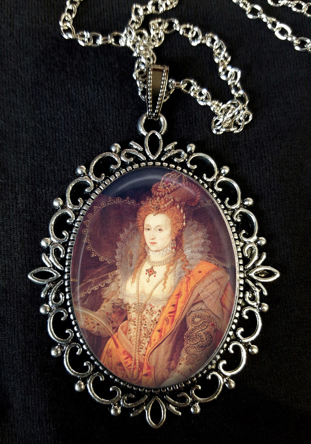 Queen Elizabeth 1st Rainbow Portrait Large Antique Silver Pendant ...