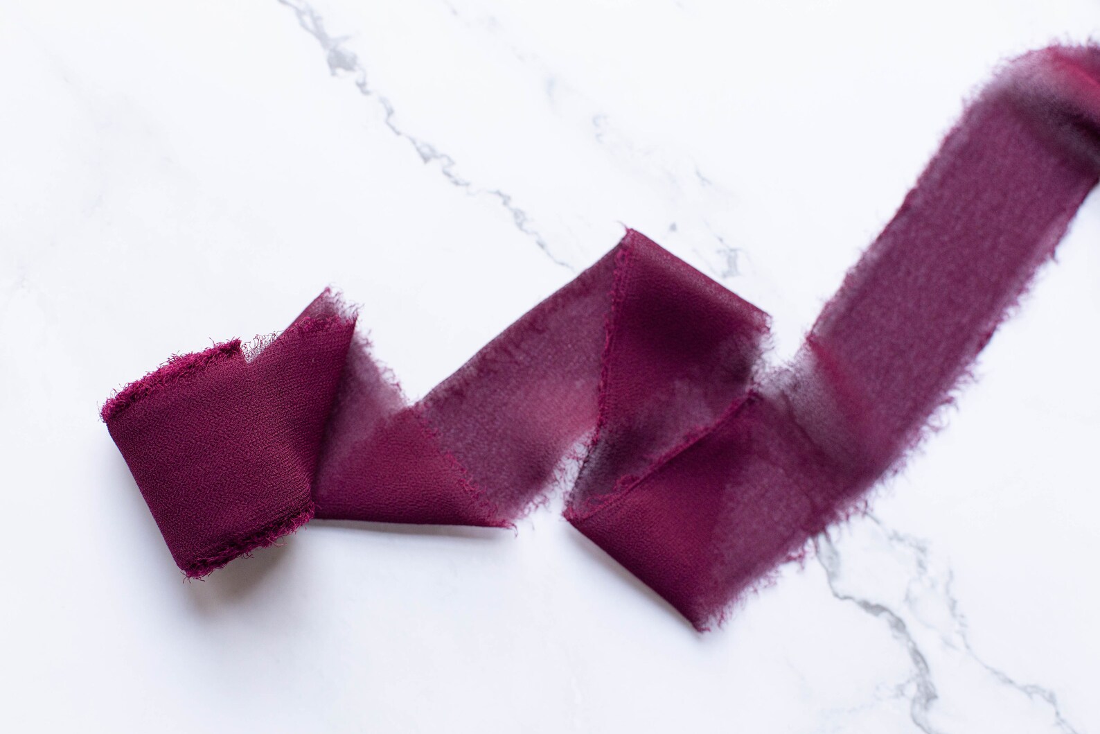Burgundy Frayed Chiffon Ribbon Hand Dyed | Etsy