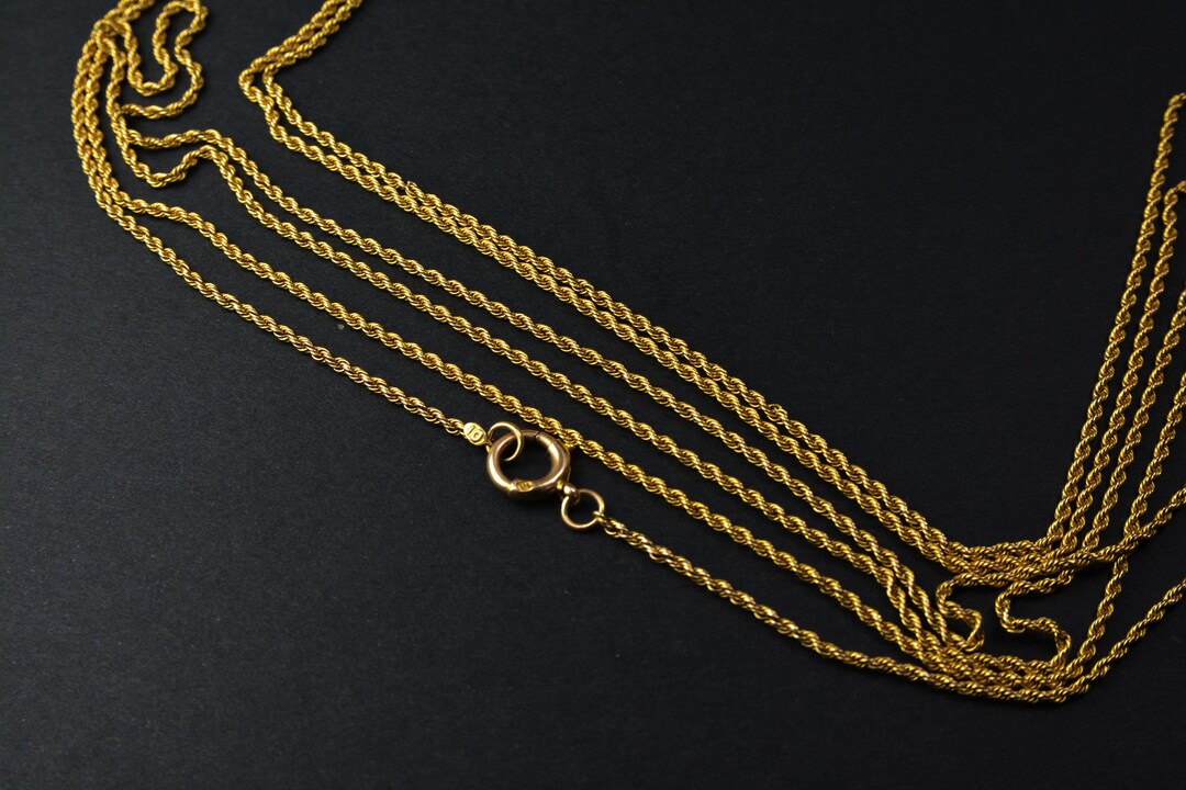 Fabulous Antique 10ct Gold Long Rope Chain, 58, Layering Necklace, Bolt ...