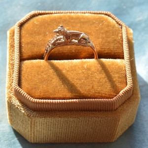 Gold Figural Long Dog Ring, Hand Made 9ct Gold Ring, Sitting Antique ...