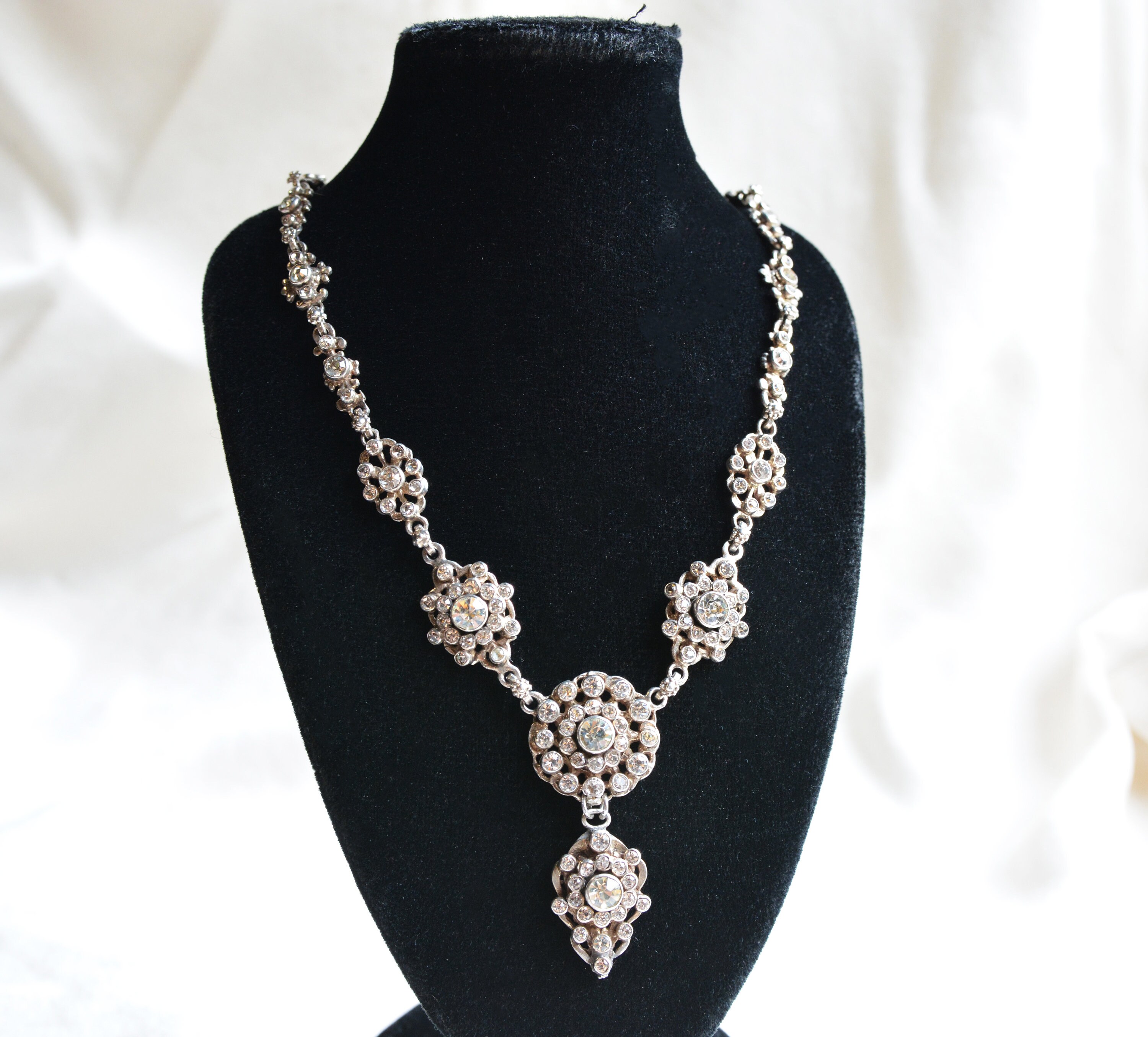 Antique Austro Hungarian Silver Paste Necklace, Victorian Closed Back ...