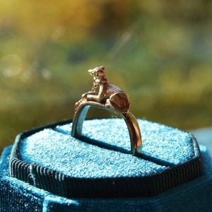 Gold Figural Long Dog Ring, Hand Made 9ct Gold Ring, Sitting Antique ...