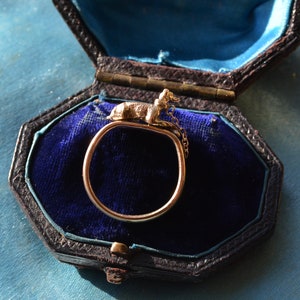 Gold Figural Long Dog Ring, Hand Made 9ct Gold Ring, Sitting Antique ...