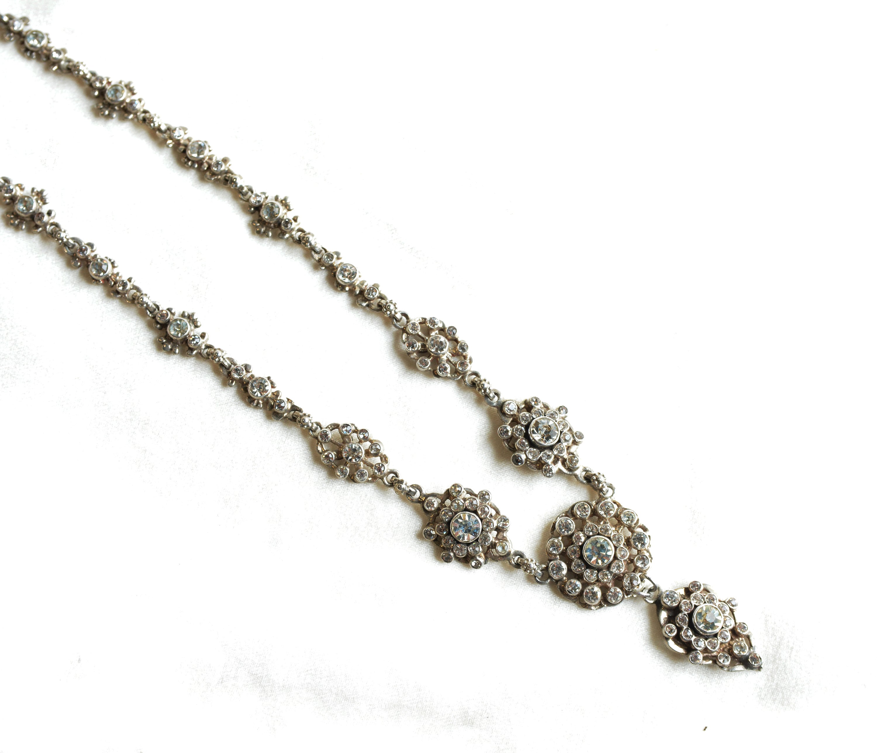 Antique Austro Hungarian Silver Paste Necklace, Victorian Closed Back ...