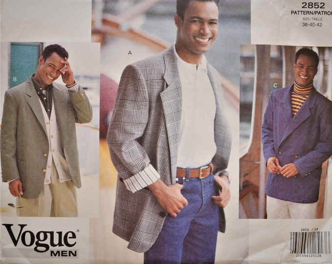 Sewing Pattern for Men Vogue 2852 Men Jacket or Blazer - Etsy