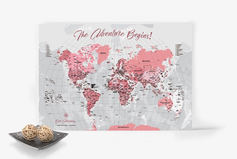 Pink World Map, Printable World Map Map of the World Large Downloadable ...