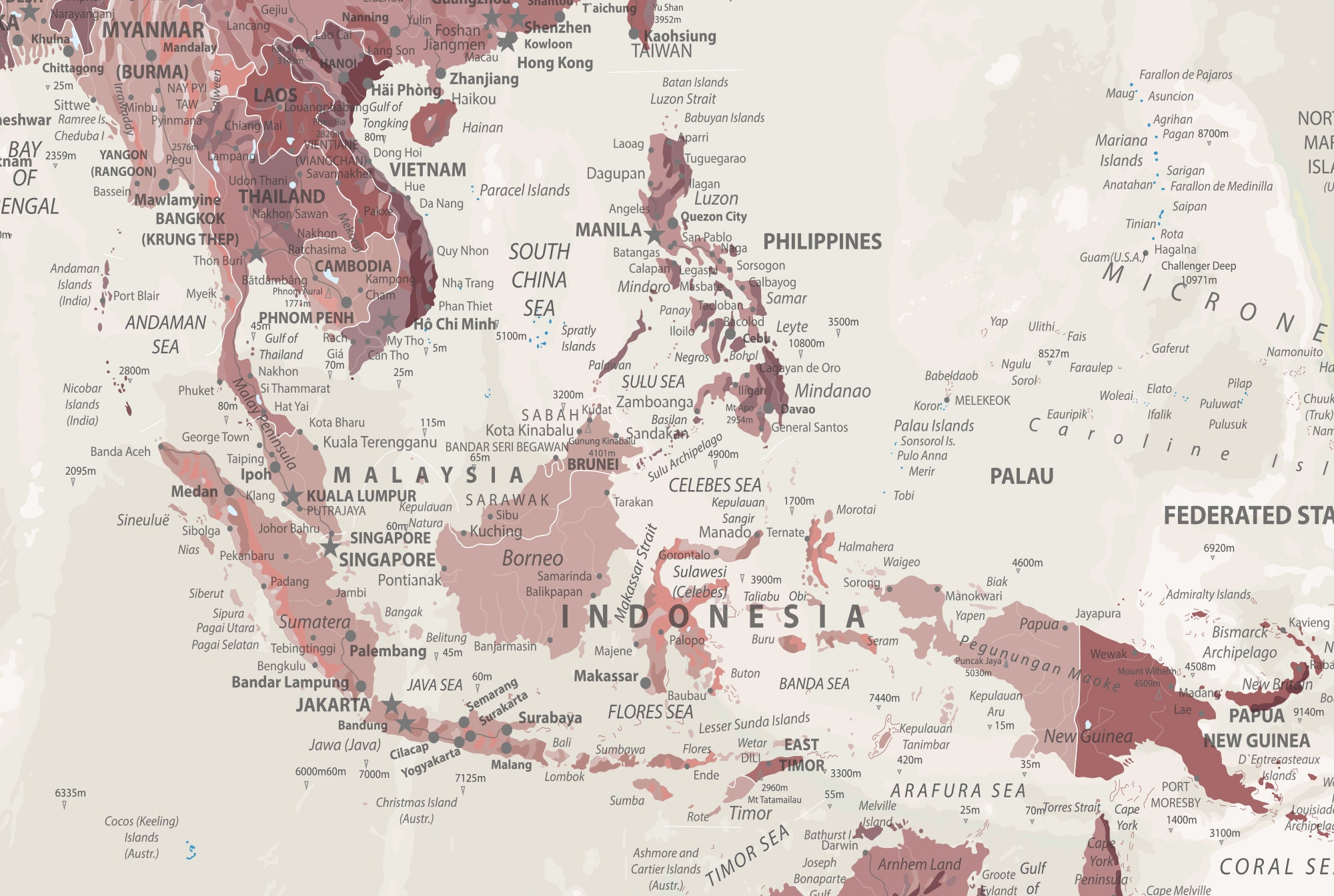 Printable World Map Pink, Map of the World Large Downloadable Print ...