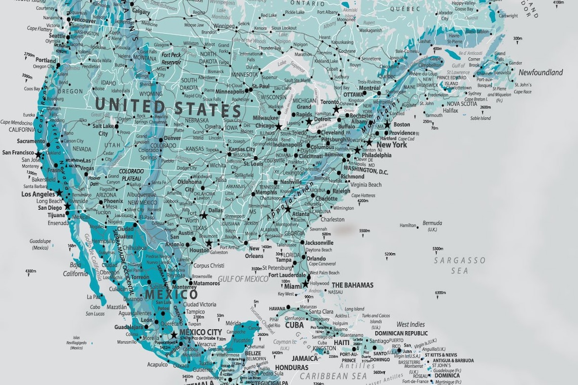 Turquoise Printable World Map Art in Blush and Hunter Green Map of the ...