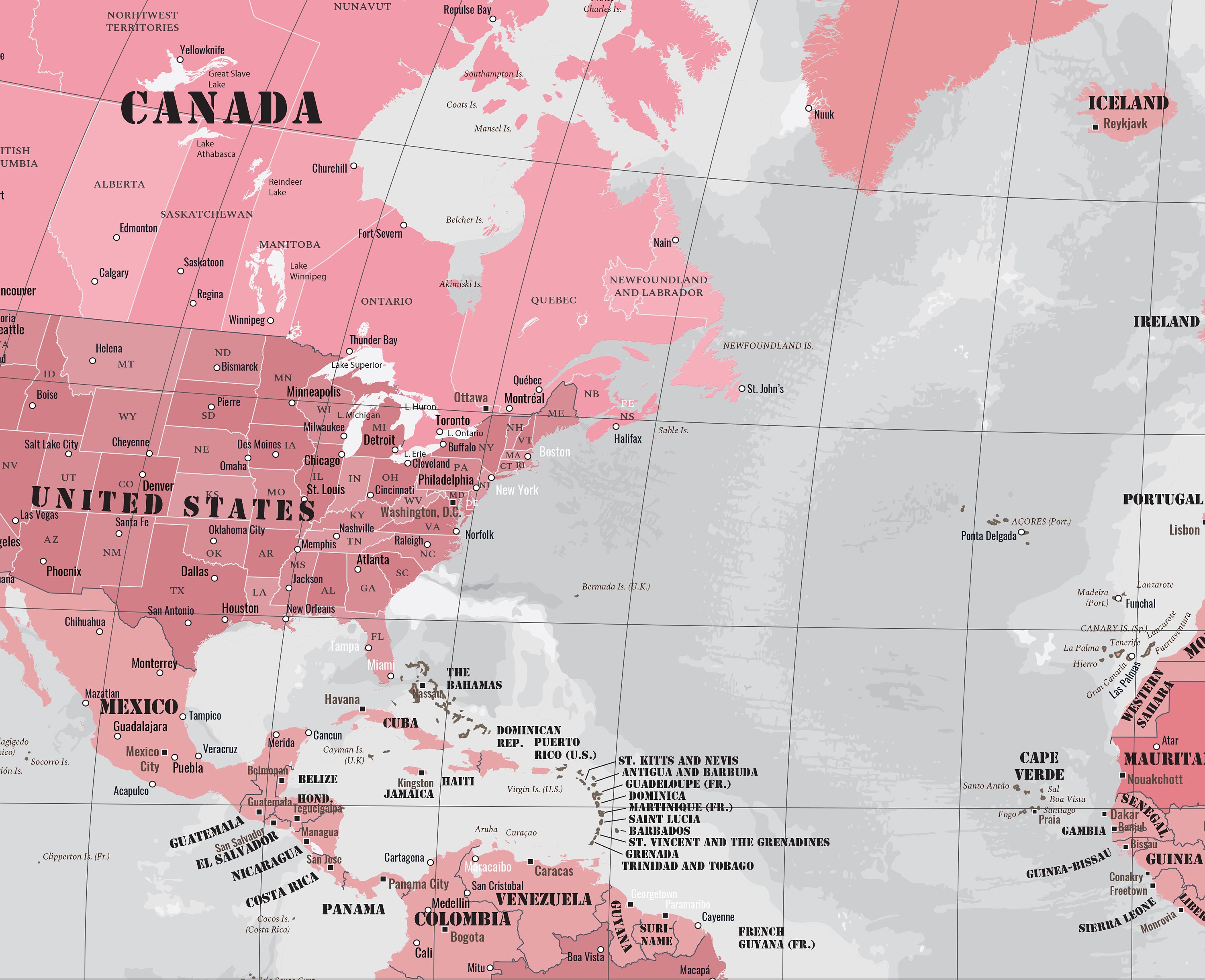 Pink World Map, Printable World Map Map of the World Large Downloadable ...