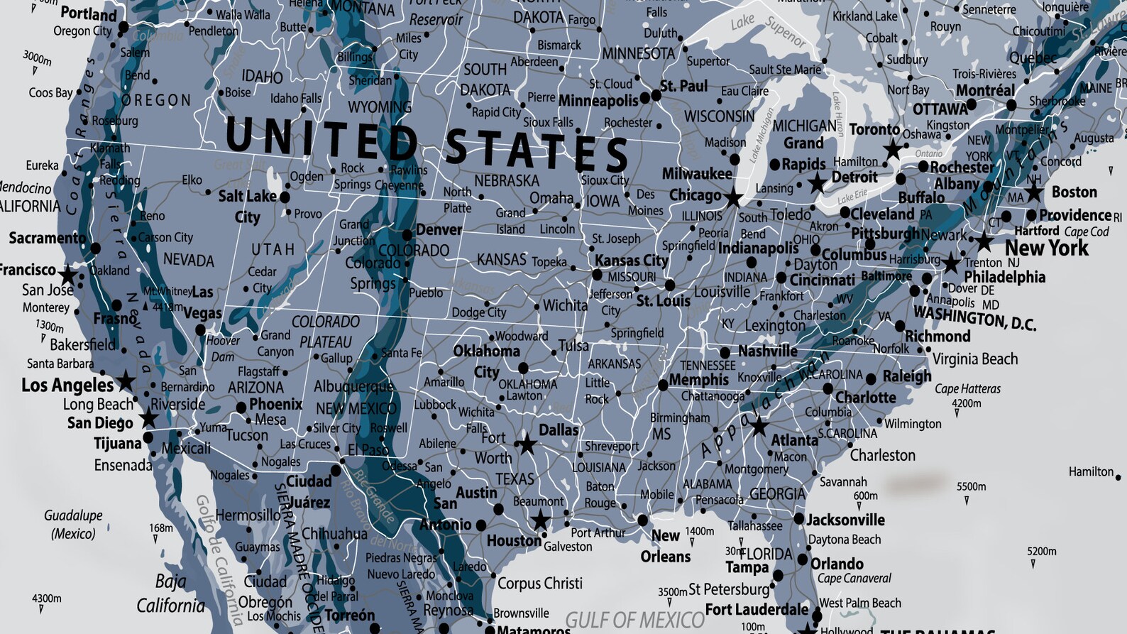 Detailed Printable World Map Art in Blush and Hunter BLUE Map of the ...