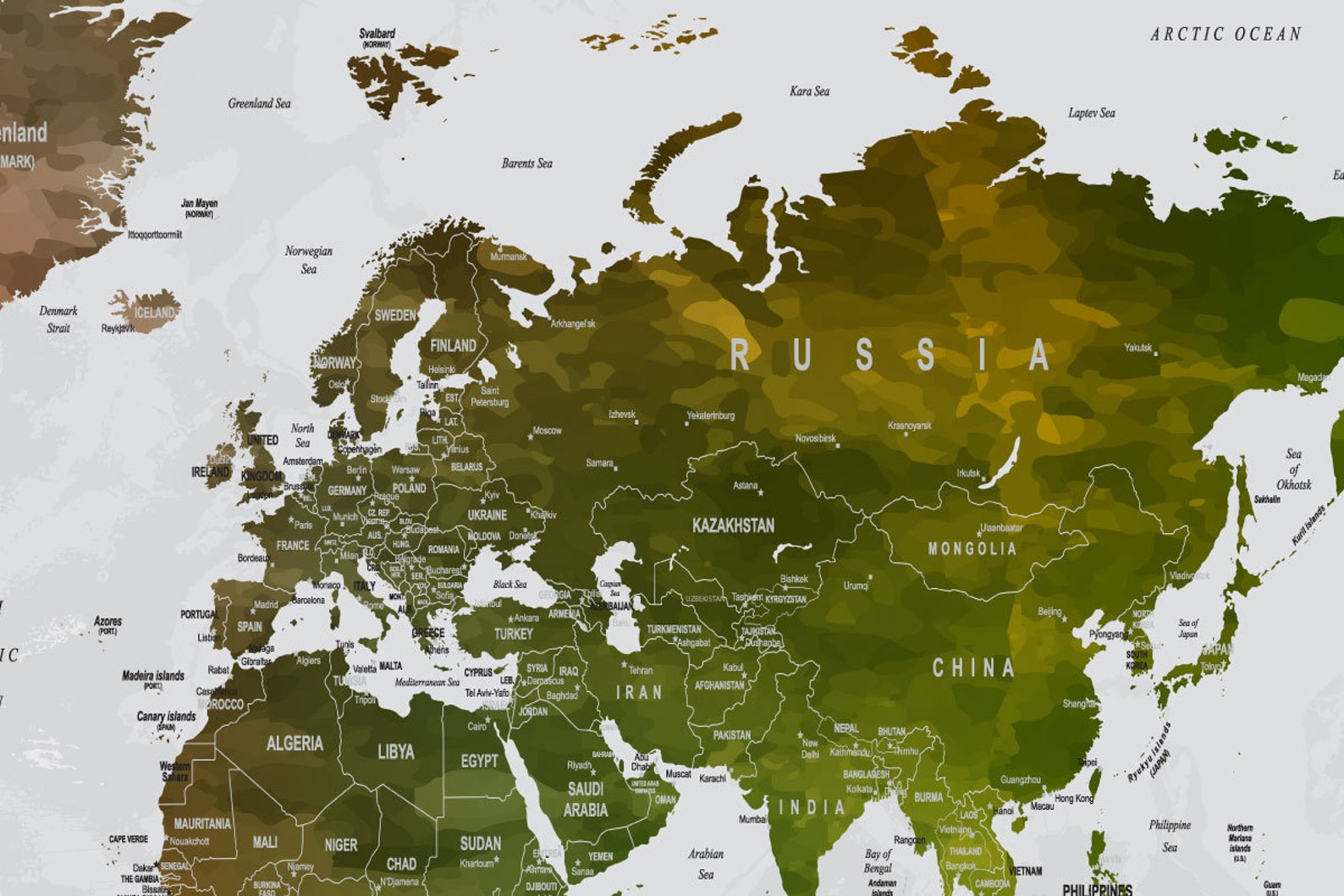 Red World Map,green Wall Map Push Pin World Map Digital File, Canvas ...