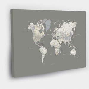 Gray Printable World Map Art, Compass Live, Map of the World Large ...