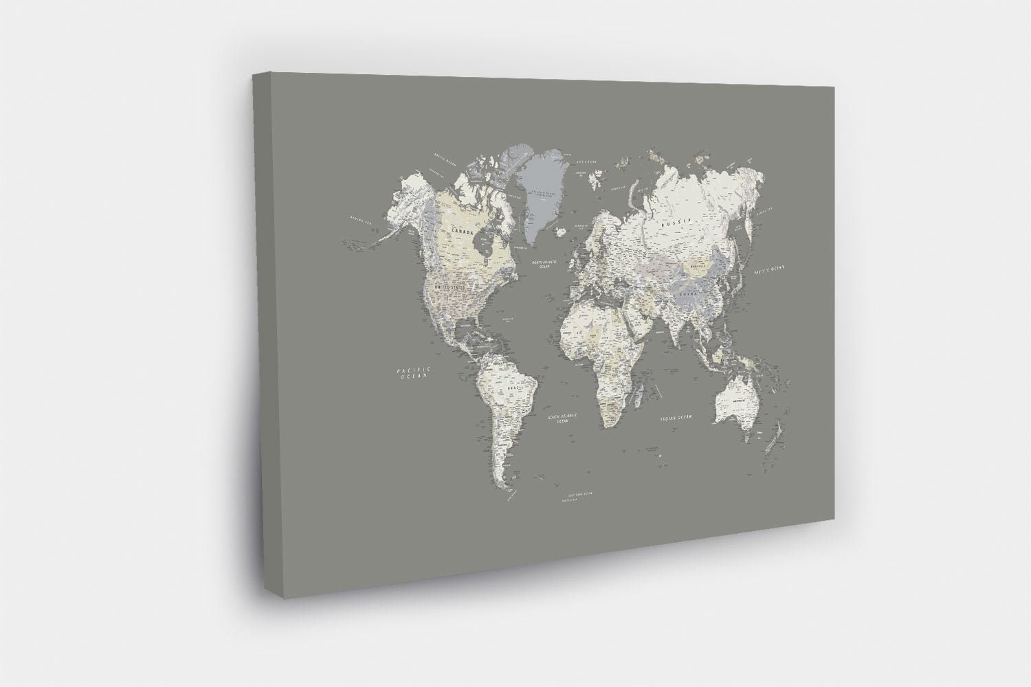 Gray Printable World Map Art, Compass Live, Map of the World Large ...