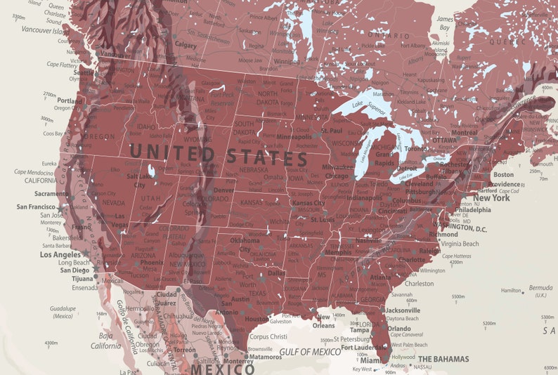 Printable World Map Pink, Map of the World Large Downloadable Print ...