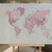 Pink Printable World Map Art in Blush and Hunter Green Map of the World ...