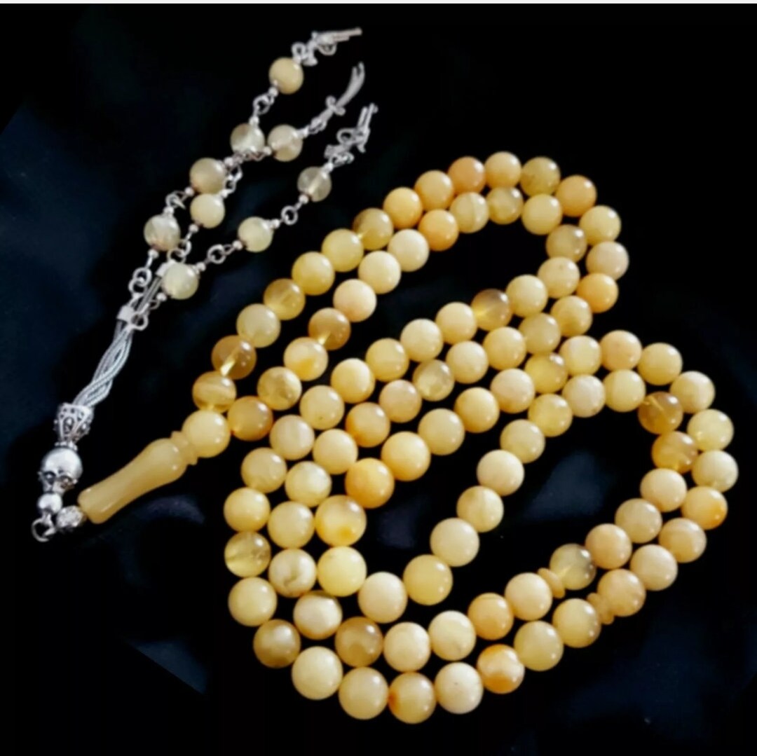 Eski 99luk Seccar Damla Kehribar Tesbih Old Amber Beads Rosary Misbaha ...