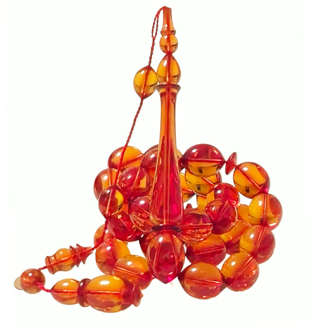 Tesbih Eski Alman Blok Zar Old German Bakelite Amber Misbaha Rosary ...
