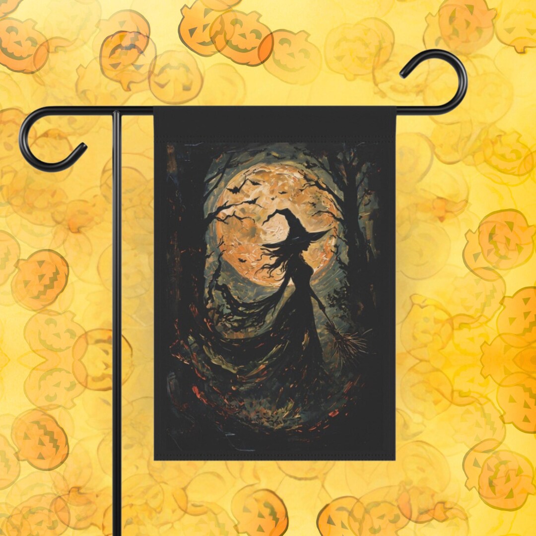 Witch & Moon Halloween Garden Flag: Spooky Fall Decor - Etsy
