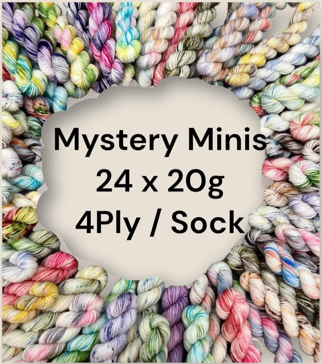4 Ply Yarn 24 X 20g Mystery Minis Hand Dyed SW Fingering Weight Merino ...